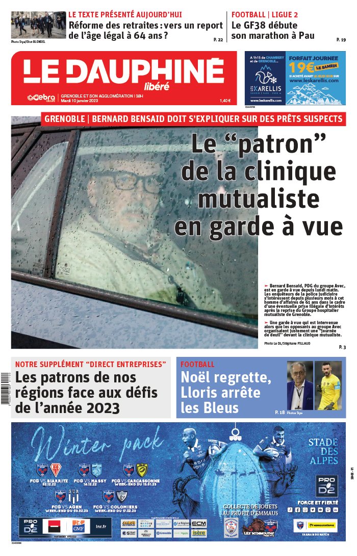 Le Dauphiné Libéré N°20230110 du 10 janvier 2023 à télécharger sur iPad