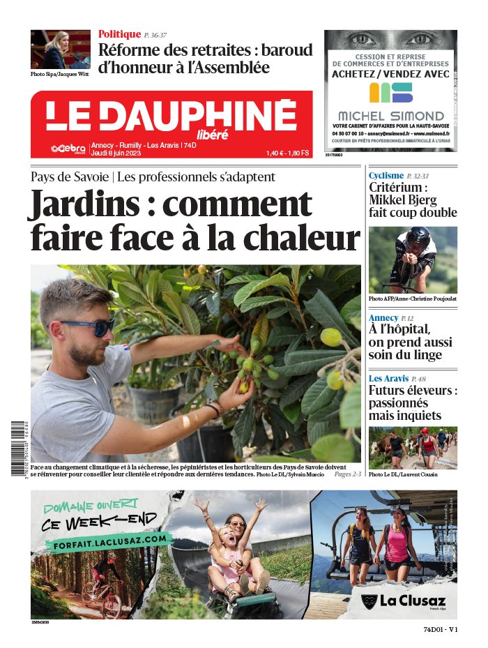Le Dauphiné Libéré N°20230608 du 08 juin 2023 à télécharger sur iPad