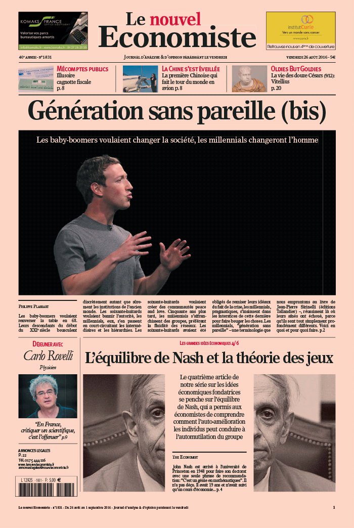 Le nouvel Economiste N°1831 du 26 août 2016 à télécharger sur iPad