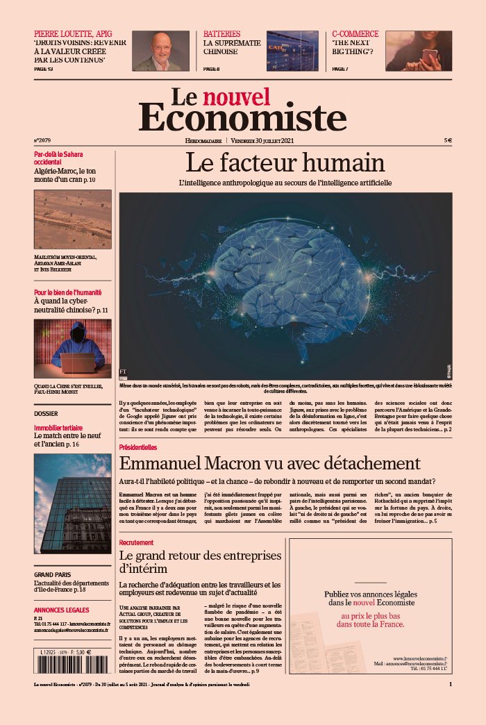 Le nouvel Economiste N°2079 du 30 juillet 2021 à télécharger sur iPad