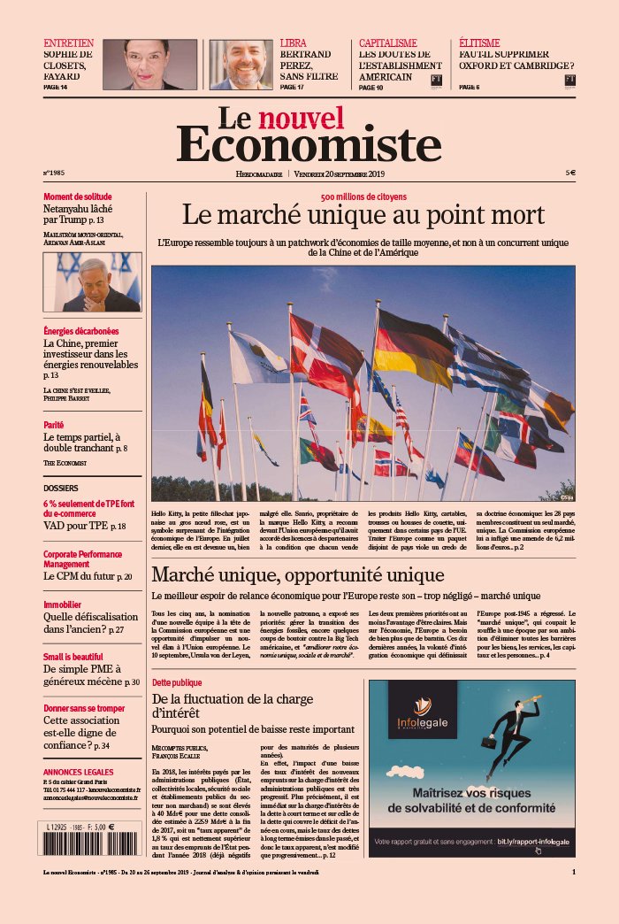 Le nouvel Economiste N°1985 du 20 septembre 2019 à télécharger sur iPad