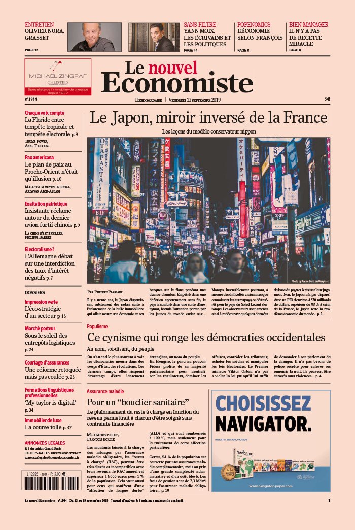 Le nouvel Economiste N°1984 du 13 septembre 2019 à télécharger sur iPad