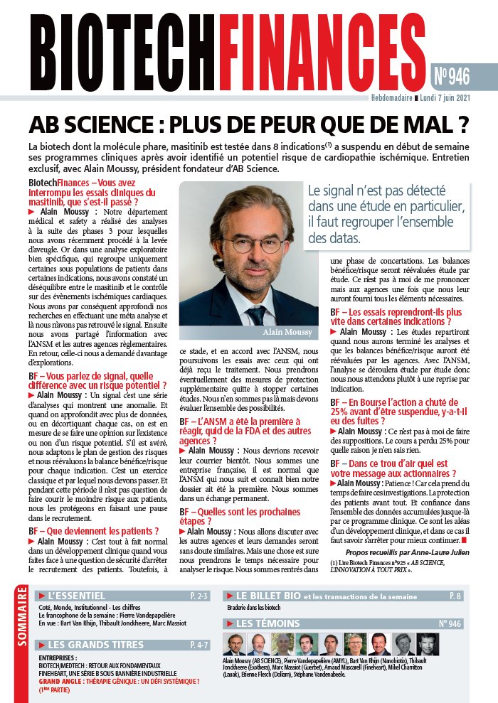 Biotech Finances N°946 du 21 juin 2021 à télécharger sur iPad