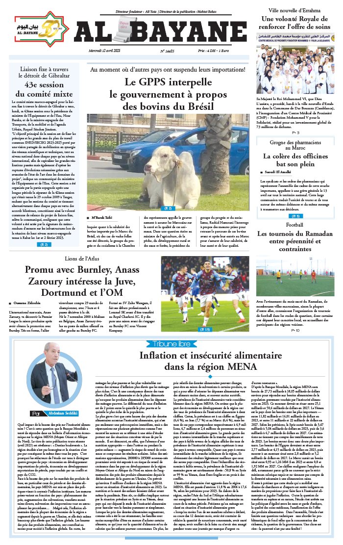 Al Bayane N°14485 du 12 avril 2023 à télécharger sur iPad