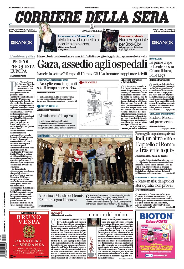 Corriere Della Sera N°20231111 du 11 novembre 2023 à télécharger sur iPad