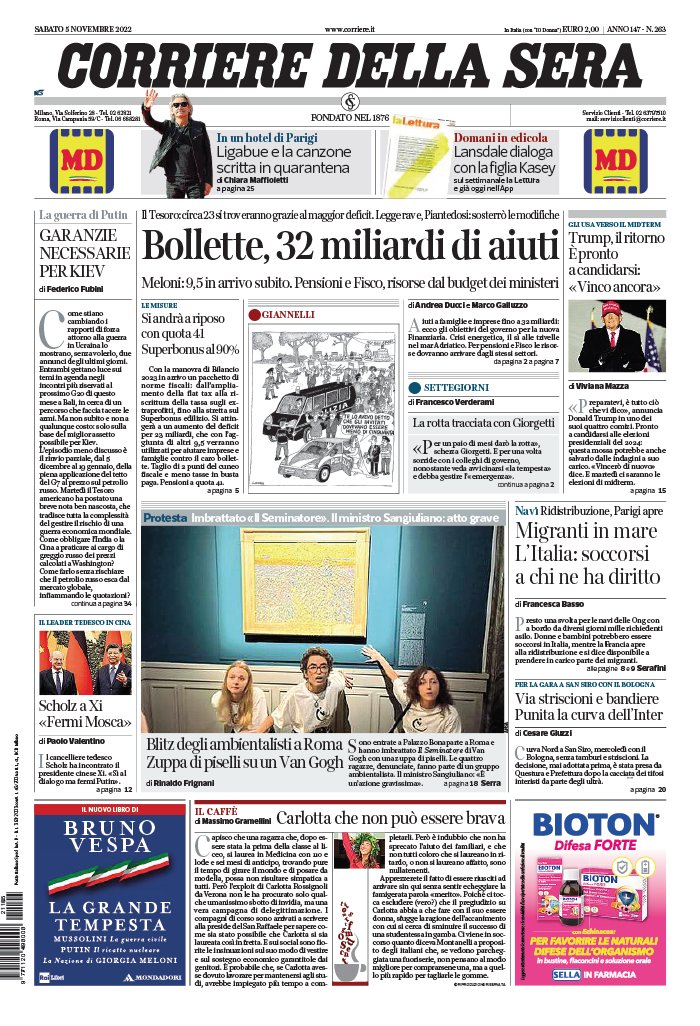 Corriere Della Sera N°20221105 du 05 novembre 2022 à télécharger sur iPad