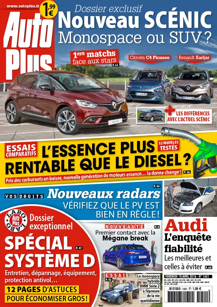 Auto Plus N°1441 du 15 avril 2016 à télécharger sur iPad