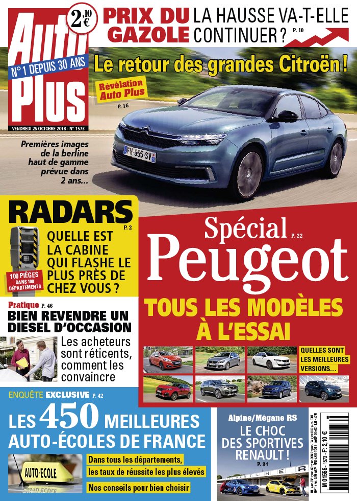 Auto Plus N°1573 du 26 octobre 2018 à télécharger sur iPad