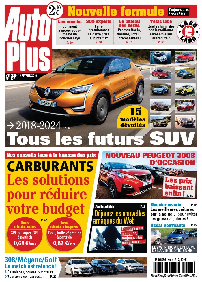 Auto Plus N°1537 du 16 février 2018 à télécharger sur iPad