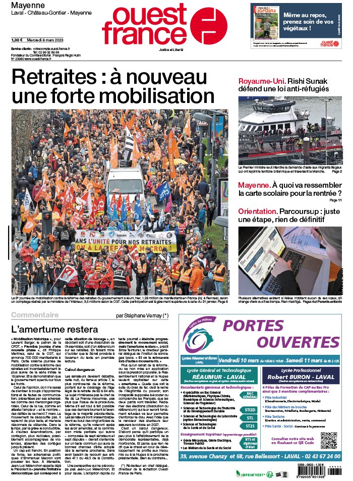 Ouest-France N°20230308 du 08 mars 2023 à télécharger sur iPad