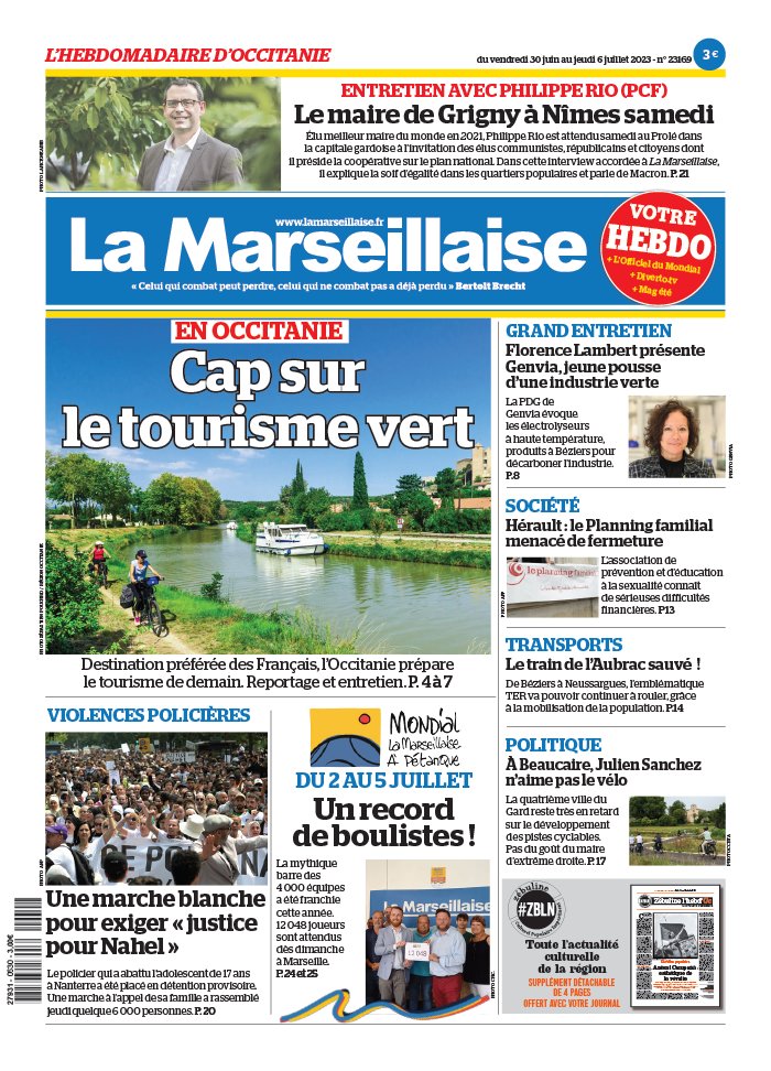 La Marseillaise Hebdo Occitanie N°20230630 du 30 juin 2023 à télécharger sur iPad