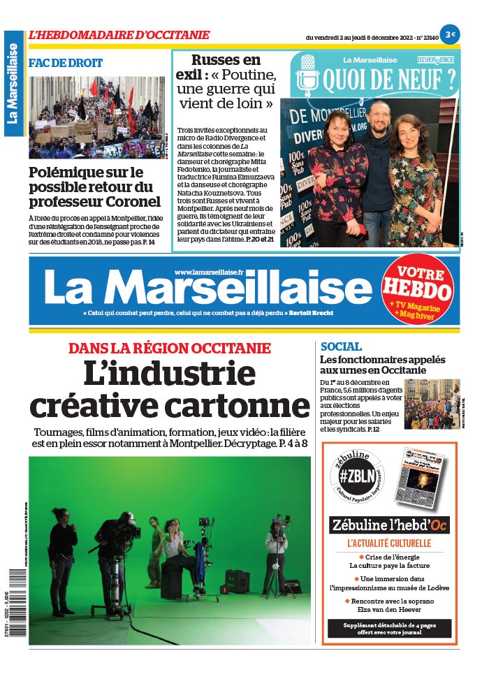 La Marseillaise Hebdo Occitanie N°20221202 du 02 décembre 2022 à ...