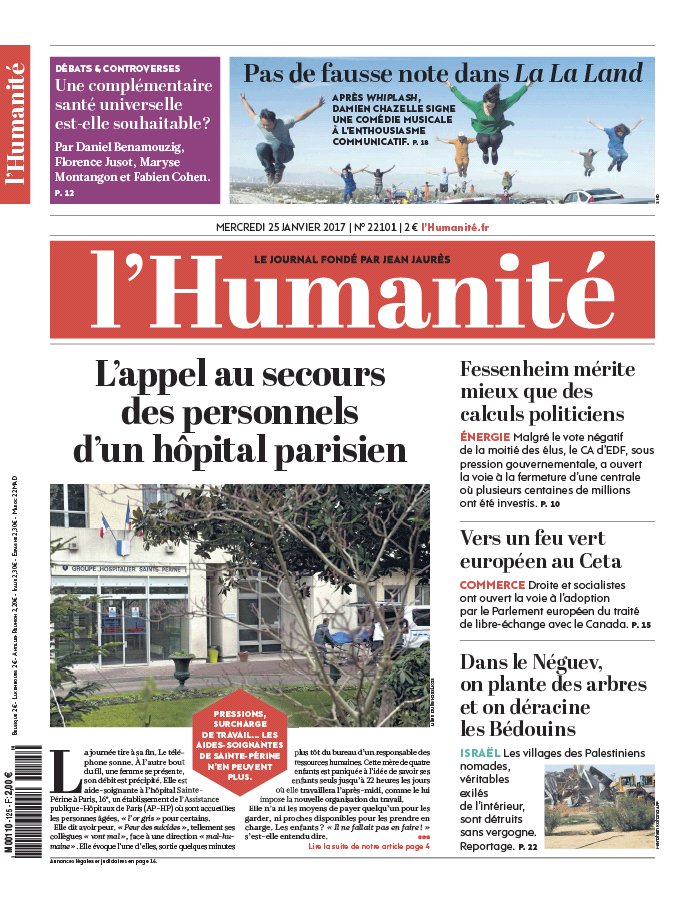 L'Humanité N°22101 du 25 janvier 2017 à télécharger sur iPad