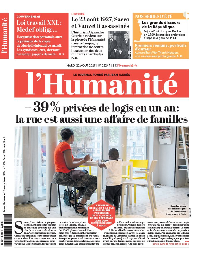 L'Humanité N°22244 du 22 août 2017 à télécharger sur iPad