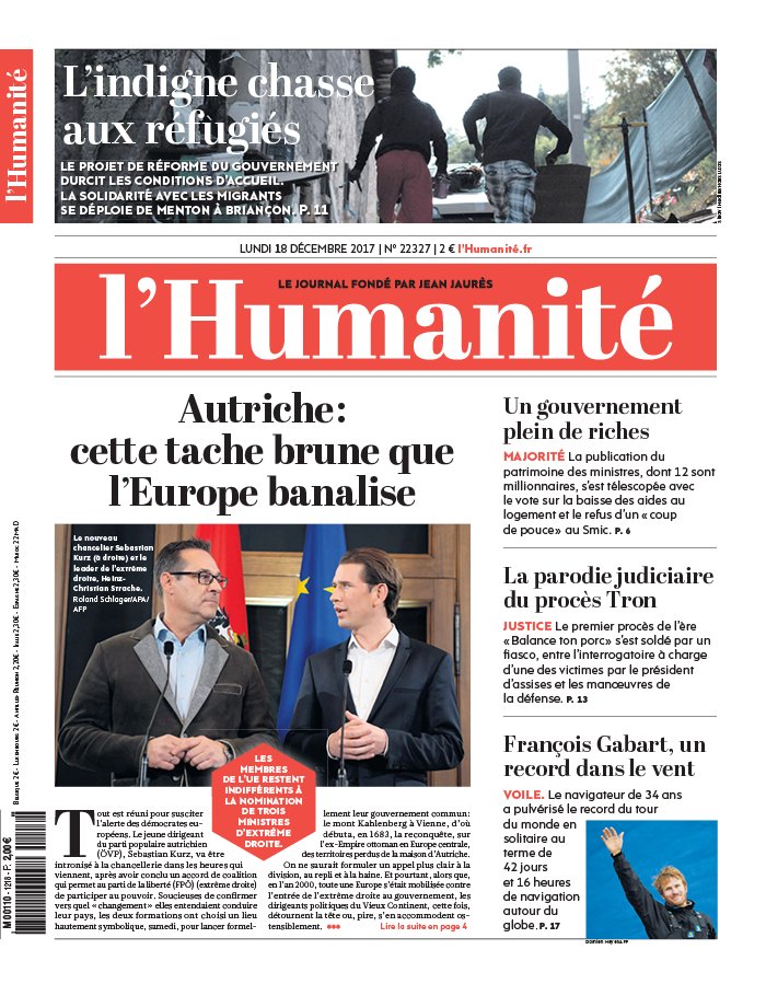 L'Humanité N°22327 du 18 décembre 2017 à télécharger sur iPad
