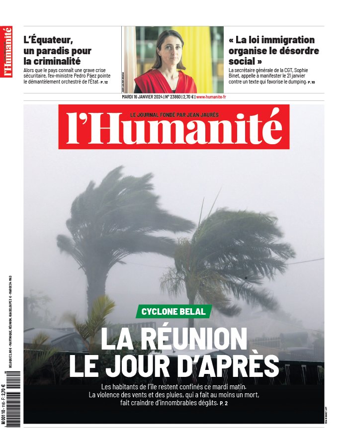 L'Humanité N°23860 du 16 janvier 2024 à télécharger sur iPad