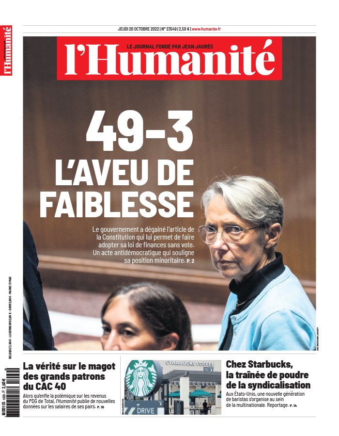L'Humanité N°23549 du 20 octobre 2022 à télécharger sur iPad