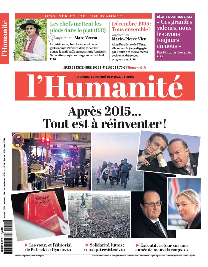 L'Humanité N°21830 du 31 décembre 2015 à télécharger sur iPad