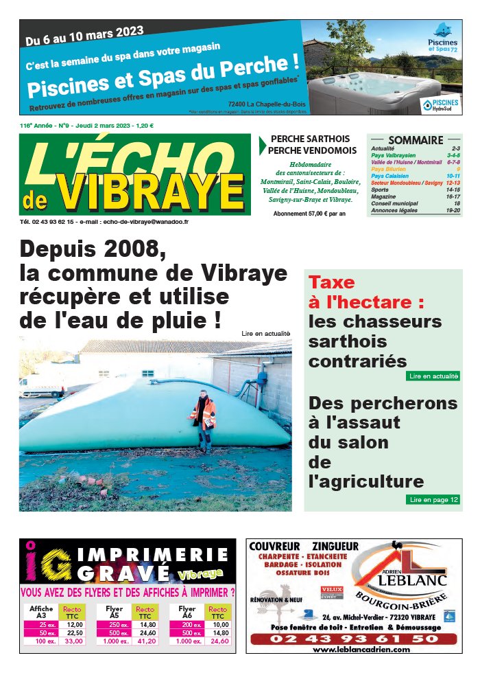 L'Echo de Vibraye N°202309 du 02 mars 2023 à télécharger sur iPad