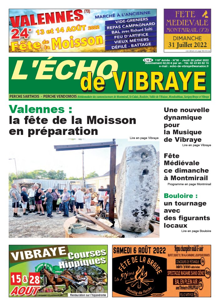 L'Echo de Vibraye N°202230 du 28 juillet 2022 à télécharger sur iPad