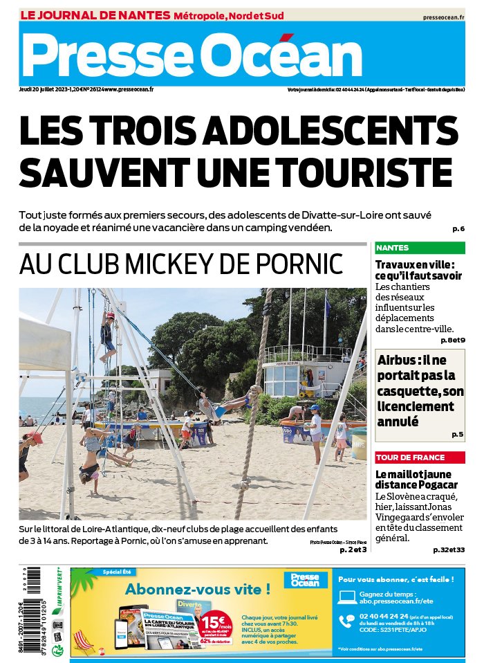 Presse Océan N°20230720 du 20 juillet 2023 à télécharger sur iPad