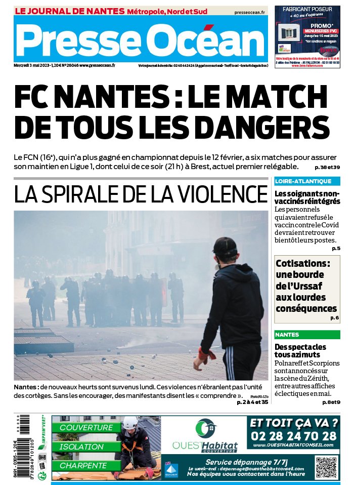 Presse Océan N°20230503 du 03 mai 2023 à télécharger sur iPad