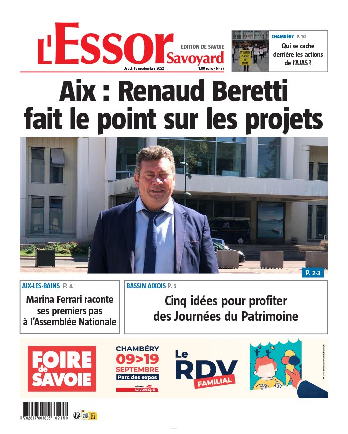 L'Essor Savoyard N°37 du 15 septembre 2022 à télécharger sur iPad