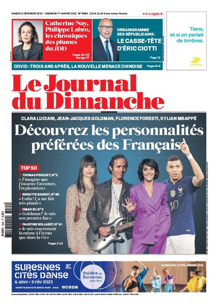 Le Journal du dimanche N°3964 du 31 décembre 2022 à télécharger sur iPad