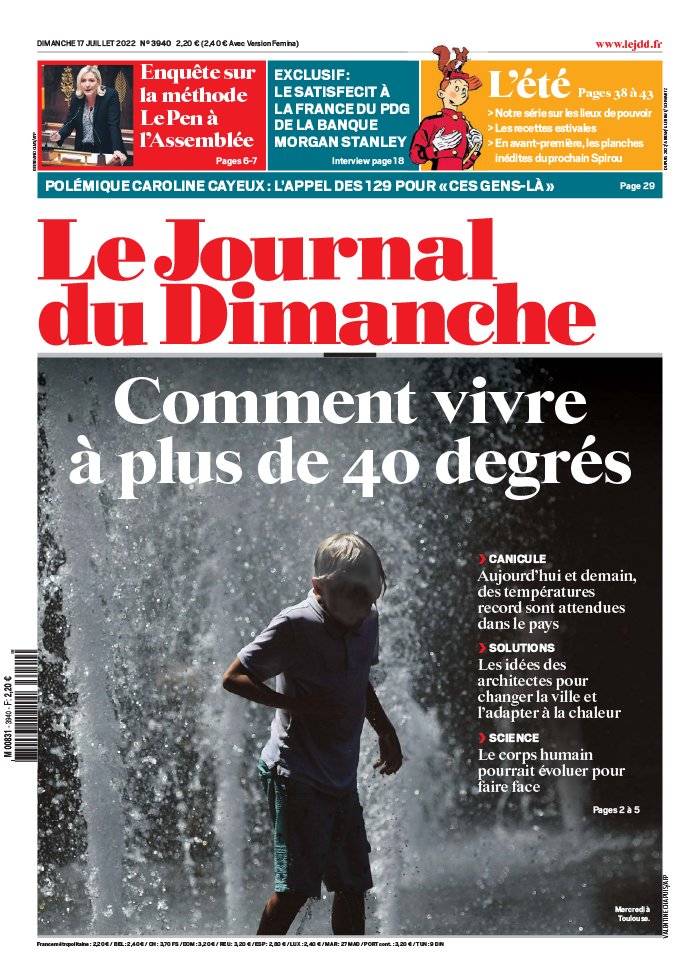 Le Journal du dimanche N°3940 du 17 juillet 2022 à télécharger sur iPad